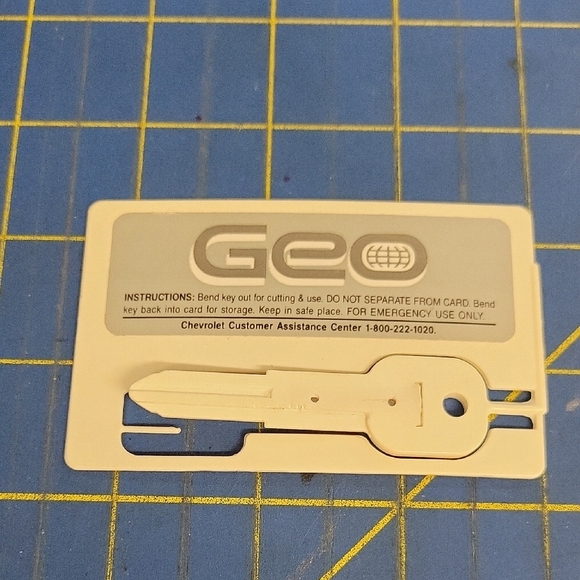 Geo Metro | Other | Vintage 99 Geo Key Card With Key 35 X 225 | Poshmark